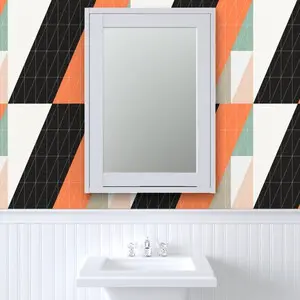 Spoonflower Triangles Orange Triangle Modern Mod Minimal Gray Traditional Wallpaper