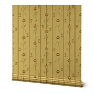 Spoonflower Flower Stripes Deco Soft Muted Craftsman Arts And Custom Pre-pasted Wallpaper