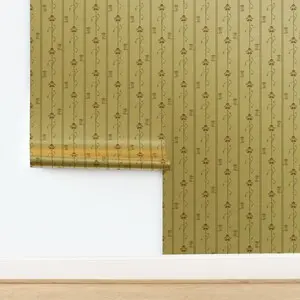 Spoonflower Flower Stripes Deco Soft Muted Craftsman Arts And Custom Pre-pasted Wallpaper