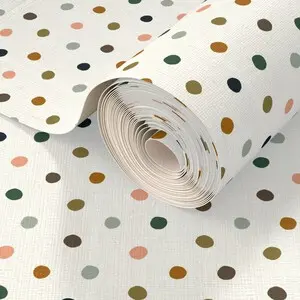 Spoonflower Brighton Polka Dot 100% Natural Sisal Grasscloth Wallcovering - White