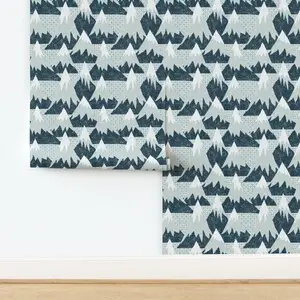 Spoonflower Slopes Mountains Skiing Snow Cross Country Winter Traditional Wallpaper