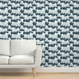 Spoonflower Slopes Mountains Skiing Snow Cross Country Winter Traditional Wallpaper