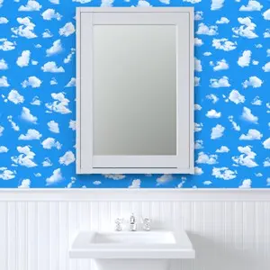 Spoonflower Clouds Summer Traditional Wallpaper