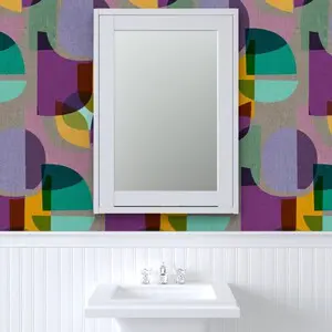 Spoonflower Mid Century Kaleidoscope Symphony Custom Pre-pasted Wallpaper