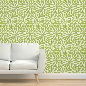 Spoonflower White Lime Block Texture 100% Natural Sisal Grasscloth Wallcovering - Green