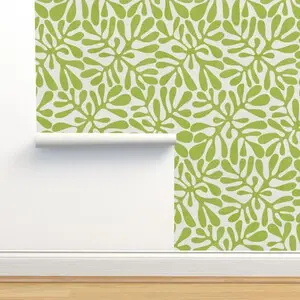 Spoonflower White Lime Block Texture 100% Natural Sisal Grasscloth Wallcovering - Green