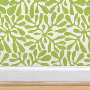 Spoonflower White Lime Block Texture 100% Natural Sisal Grasscloth Wallcovering - Green