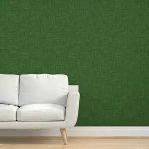 Spoonflower Linen Custom Pre-pasted Wallpaper - Green