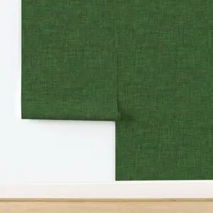 Spoonflower Linen Custom Pre-pasted Wallpaper - Green