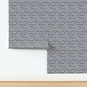 Spoonflower Animals Horses Equestrian Eventing Jumping Horse Custom Pre-pasted Wallpaper - Gray