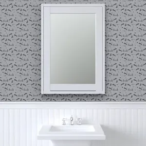 Spoonflower Animals Horses Equestrian Eventing Jumping Horse Custom Pre-pasted Wallpaper - Gray