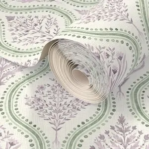Spoonflower Monticello New Lilac White 100% Natural Sisal Grasscloth Wallcovering - Green