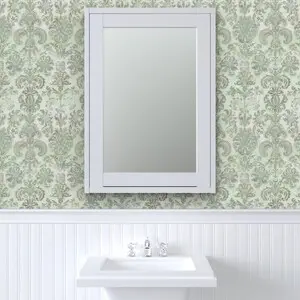 Spoonflower Grunge Damask Duck Egg Blue Sage Custom Pre-pasted Wallpaper - Green