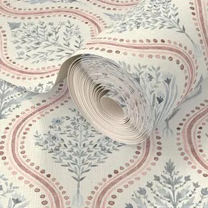Spoonflower Monticello Garrison And Blue 100% Natural Sisal Grasscloth Wallcovering - Red