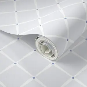 Spoonflower Diamonds Grey Geometric Squares Graphic Serenity Custom Pre-pasted Wallpaper