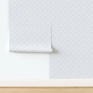 Spoonflower Diamonds Grey Geometric Squares Graphic Serenity Custom Pre-pasted Wallpaper
