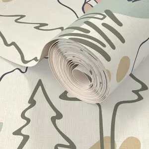 Spoonflower Wilderness Moose Pink Medium 100% Natural Sisal Grasscloth Wallcovering
