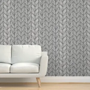 Spoonflower Faux Cable Stitch Knitting Texture Custom Removable Wallpaper