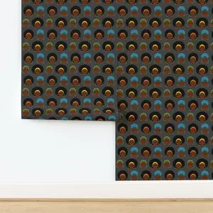 Spoonflower Head Gray Medium Black Graphic African Traditional Wallpaper