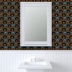Spoonflower Head Gray Medium Black Graphic African Traditional Wallpaper