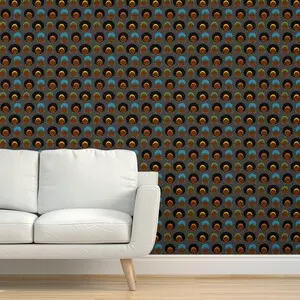 Spoonflower Head Gray Medium Black Graphic African Traditional Wallpaper