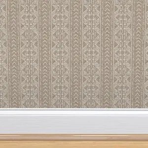 Spoonflower Mudcloth Sand 100% Natural Sisal Grasscloth Wallcovering