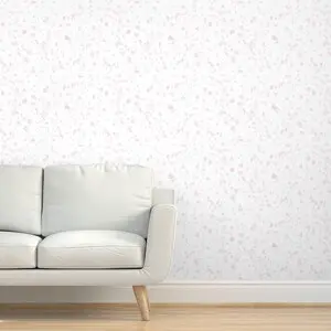 Spoonflower Pale Pink Splatter On White Custom Pre-pasted Wallpaper - White,gray