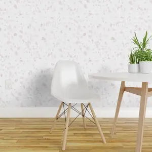 Spoonflower Pale Pink Splatter On White Custom Pre-pasted Wallpaper - White,gray