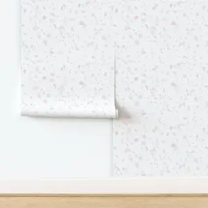 Spoonflower Pale Pink Splatter On White Custom Pre-pasted Wallpaper - White,gray