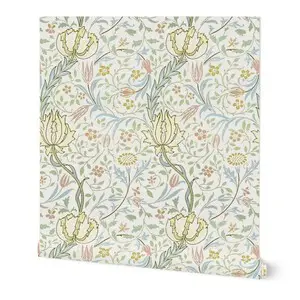 Spoonflower Morris Whimsy Floral 100% Natural Sisal Grasscloth Wallcovering