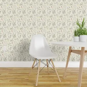 Spoonflower Garden Snail Floral Botanical Leaves Traditional Wallpaper