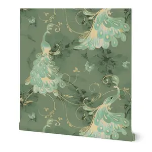Spoonflower White Peacock Sage 100% Natural Sisal Grasscloth Wallcovering