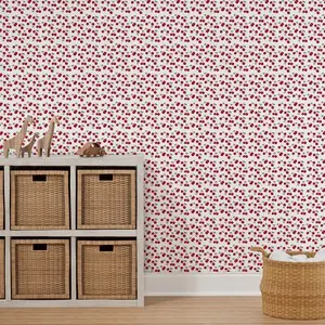Spoonflower Red White Cherry Rockabilly Retro Kitchen Gothic Traditional Wallpaper
