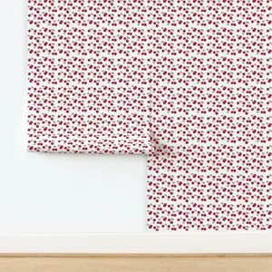 Spoonflower Red White Cherry Rockabilly Retro Kitchen Gothic Traditional Wallpaper