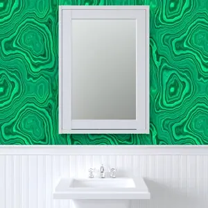 Spoonflower Art Deco Elegant Natural Emerald Stone Study Custom Pre-pasted Wallpaper