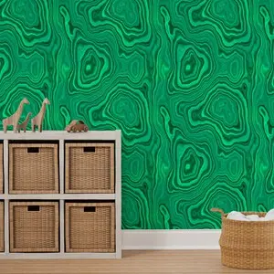 Spoonflower Art Deco Elegant Natural Emerald Stone Study Custom Pre-pasted Wallpaper