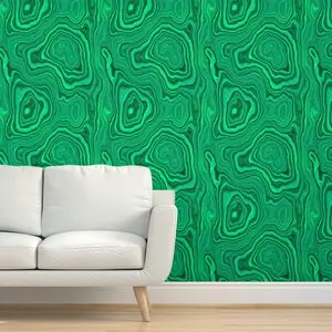 Spoonflower Art Deco Elegant Natural Emerald Stone Study Custom Pre-pasted Wallpaper