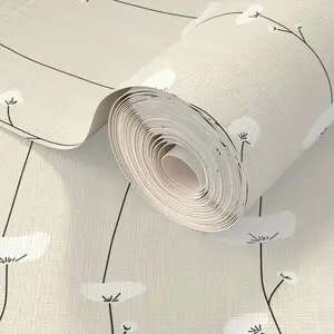 Spoonflower Wildflower Stems X Taupe Large 100% Natural Sisal Grasscloth Wallcovering