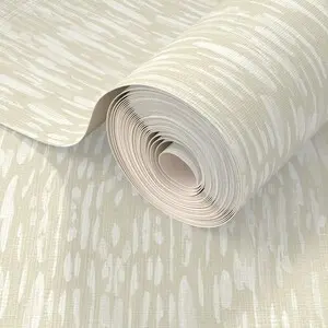 Spoonflower Neutral Beige Light Stroke 100% Natural Sisal Grasscloth Wallcovering - White,beige