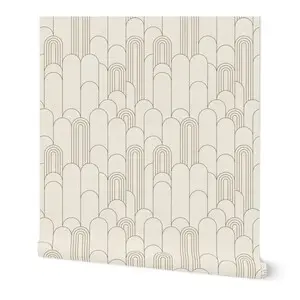 Spoonflower Geometric Clouds Rainbows Neutral Cream Green 100% Natural Sisal Grasscloth Wallcovering