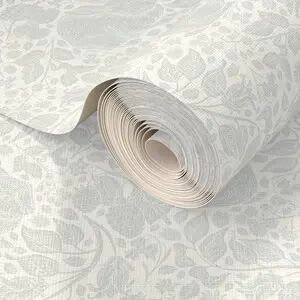 Spoonflower Bunnies In Thistle 100% Natural Sisal Grasscloth Wallcovering Gray,beige,grey