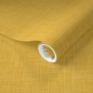 Spoonflower Coordinate Solid Mustard Ochre 100% Natural Sisal Grasscloth Wallcovering - Yellow