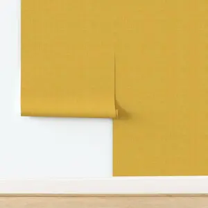 Spoonflower Coordinate Solid Mustard Ochre 100% Natural Sisal Grasscloth Wallcovering - Yellow