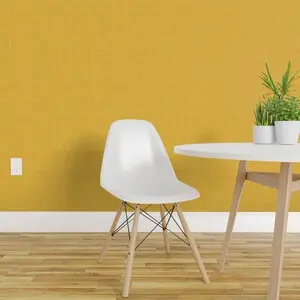 Spoonflower Coordinate Solid Mustard Ochre 100% Natural Sisal Grasscloth Wallcovering - Yellow