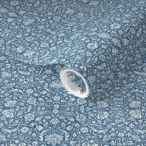 Spoonflower Oriental And White Arabic Persian Indian Traditional Wallpaper - Blue