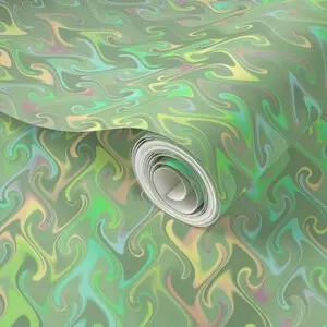 Spoonflower Green Flame Waterfall Melongreen Traditional Wallpaper