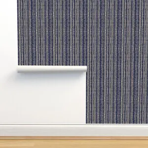 Spoonflower Navy Vintage 100% Natural Sisal Grasscloth Wallcovering