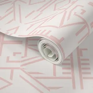 Spoonflower Geometric Abstract Line Geo Tribal Traditional Wallpaper - Pink,gray