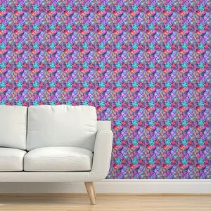 Spoonflower Pink Psychedelic Spring Summer Marble Lightning Traditional Wallpaper