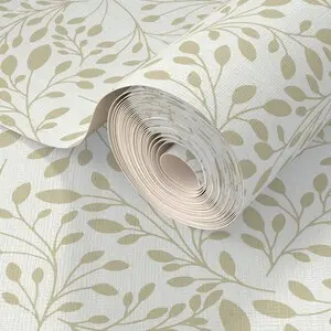 Spoonflower Winding Leaves Beige Small 100% Natural Sisal Grasscloth Wallcovering